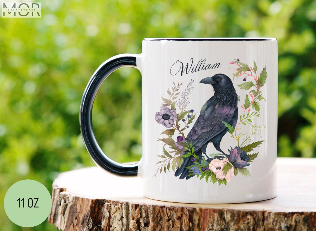 PERSONALIZED Raven Crow Mug, Raven Gift, Crow Gifts, Gothic Mug, Raven ...