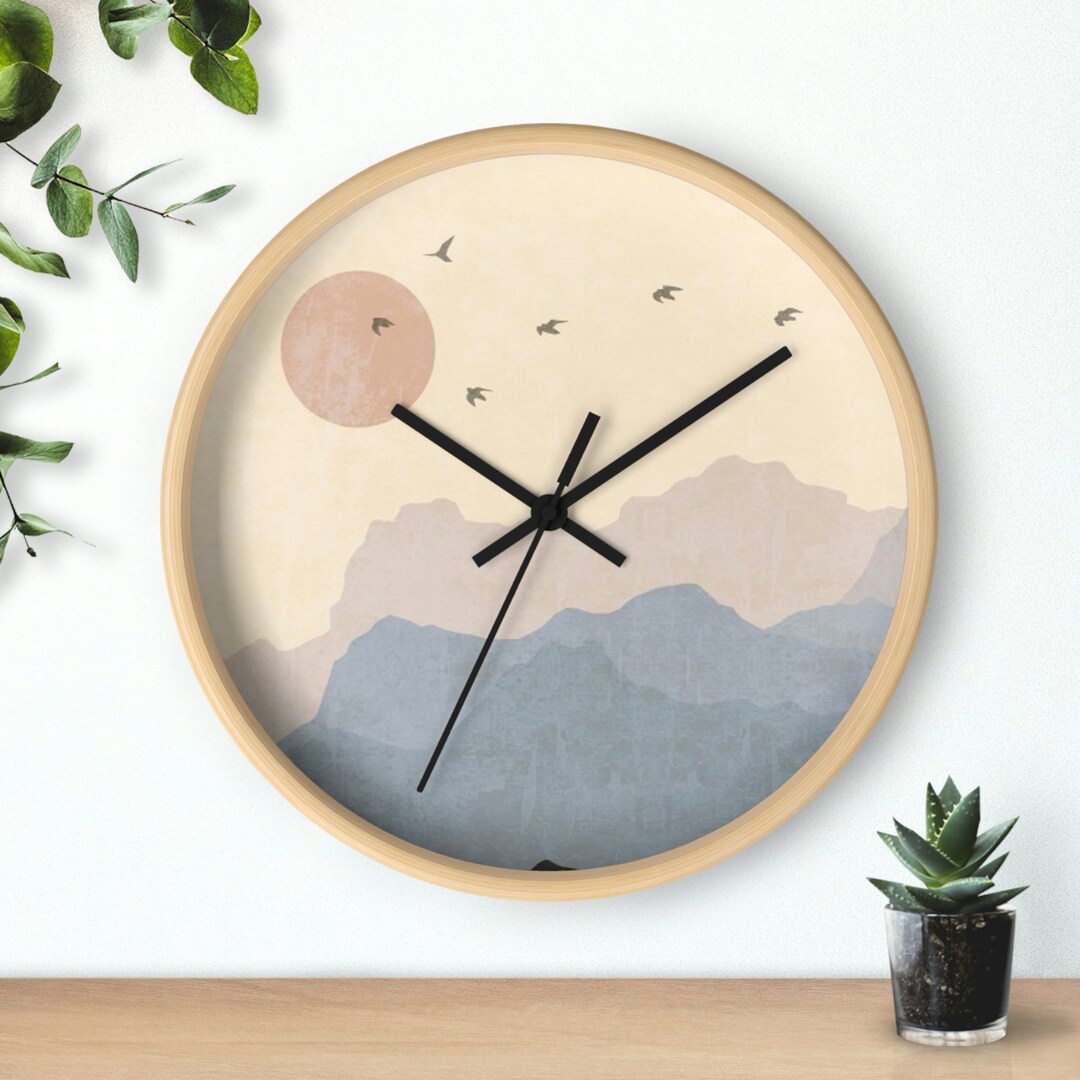 Boho Wall Clock, Bohemian Wall Clock, Retro Sunset Boho Summer Vibes ...