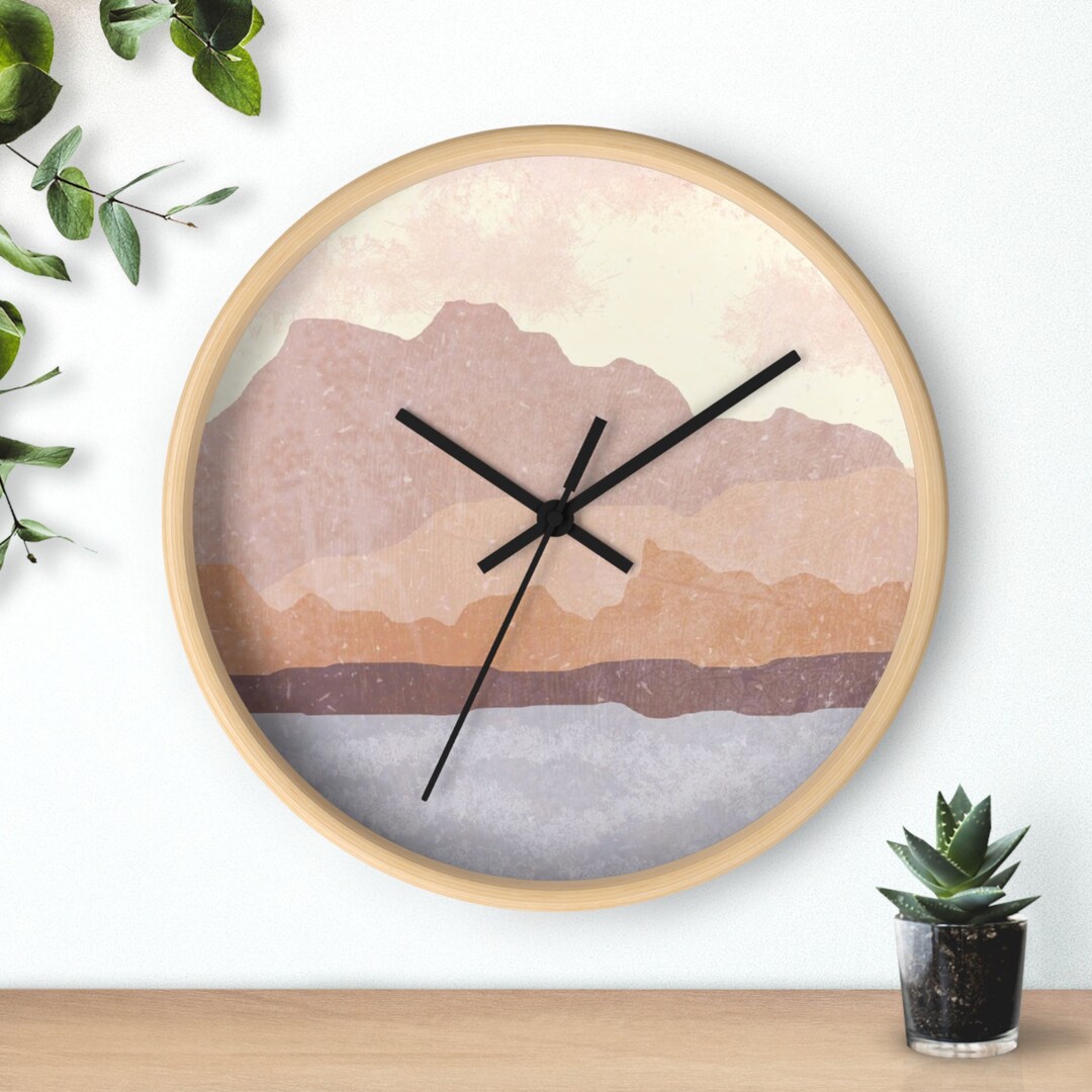 Boho Mountain Wall Clock Bohemian Wall Clock Retro Mountain - Etsy