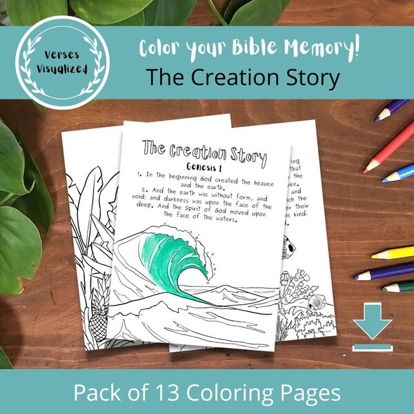Bible Study Creation Story Kids Coloring Bible Printable Homeschool ...