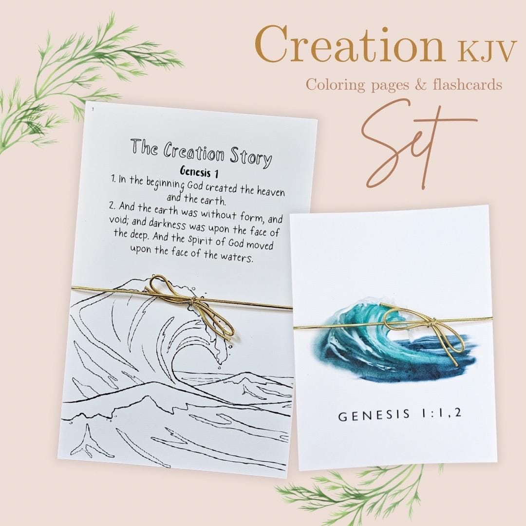 KJV Creation Story Memorization Set, Flashcards and Coloring Pages ...