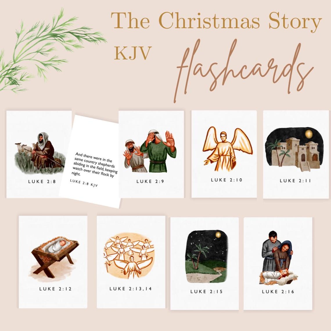 KJV Christmas Story Set: Flashcards and Coloring Pages - Etsy