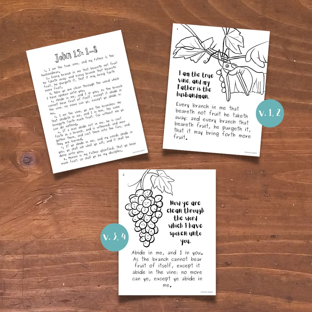 John 15: 1-8 KJV, Vine and Grapes Coloring Page, Printable Christian ...