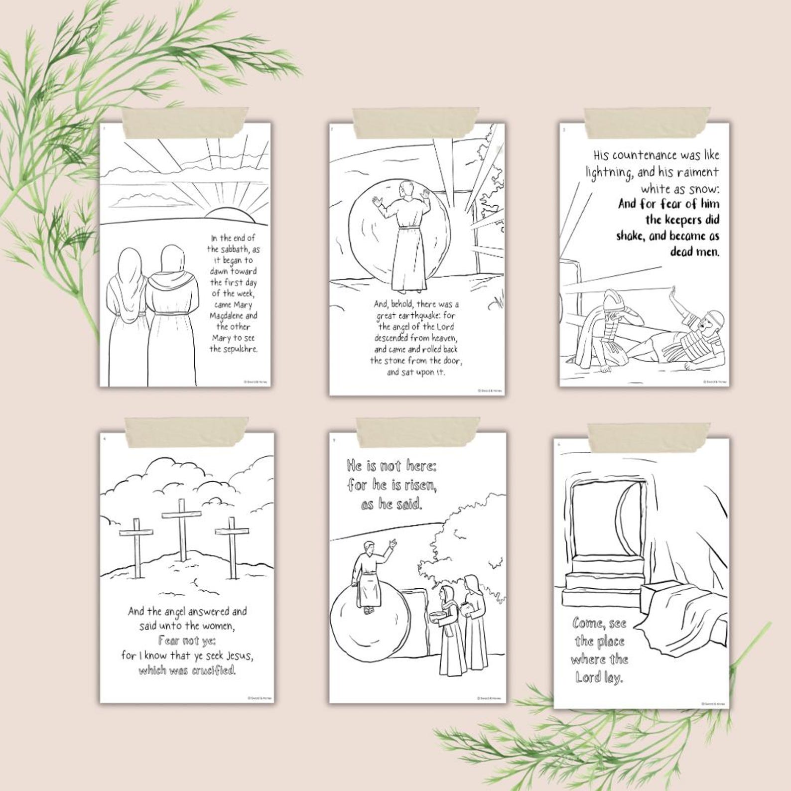 KJV Easter Story Flashcards and Coloring Pages: Bible Verse ...
