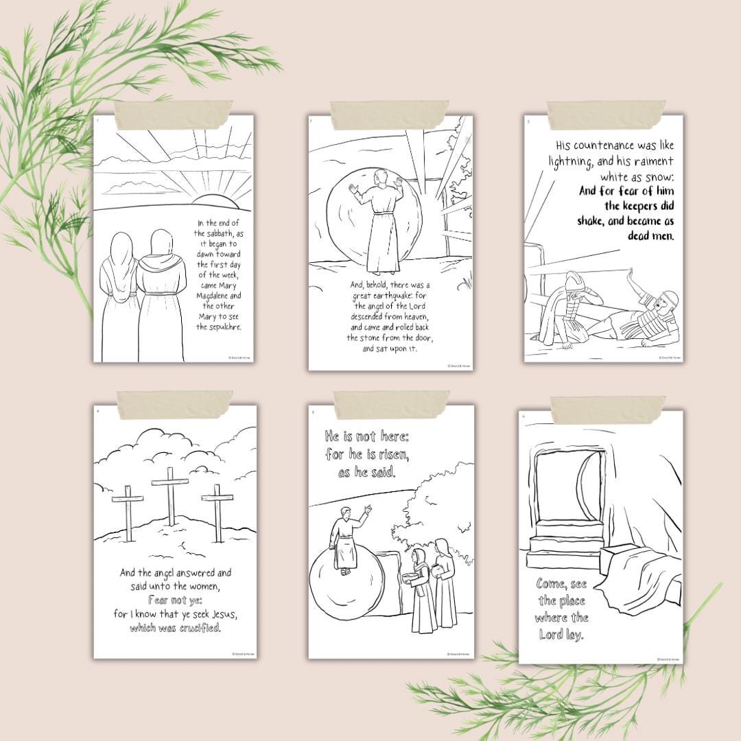 KJV Easter Story Flashcards and Coloring Pages: Bible Verse ...