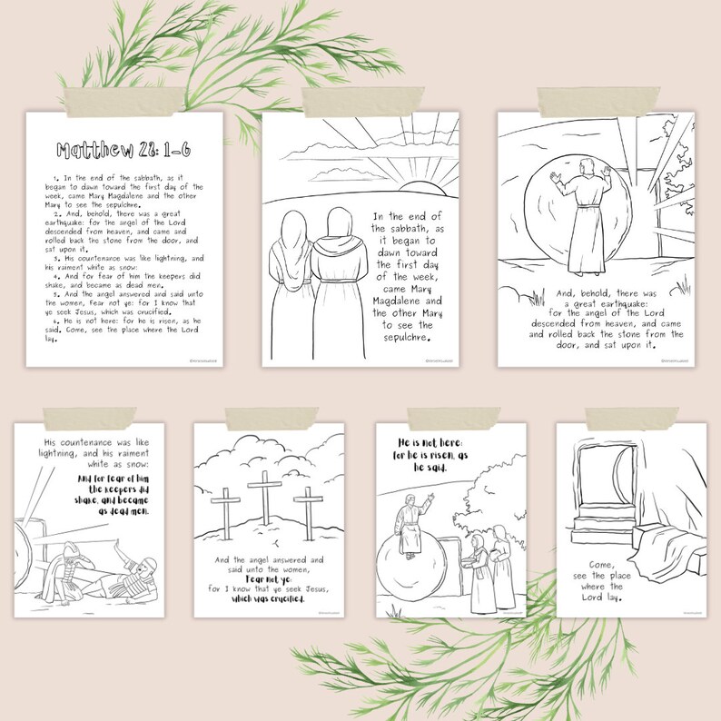 Easter Coloring Pages! Empty Tomb, Resurrection, Bible Verse, KJV ...