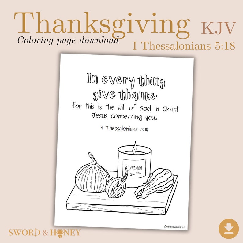 Thanksgiving Coloring Page, Bible Verse, KJV, Printable Christian Kid ...
