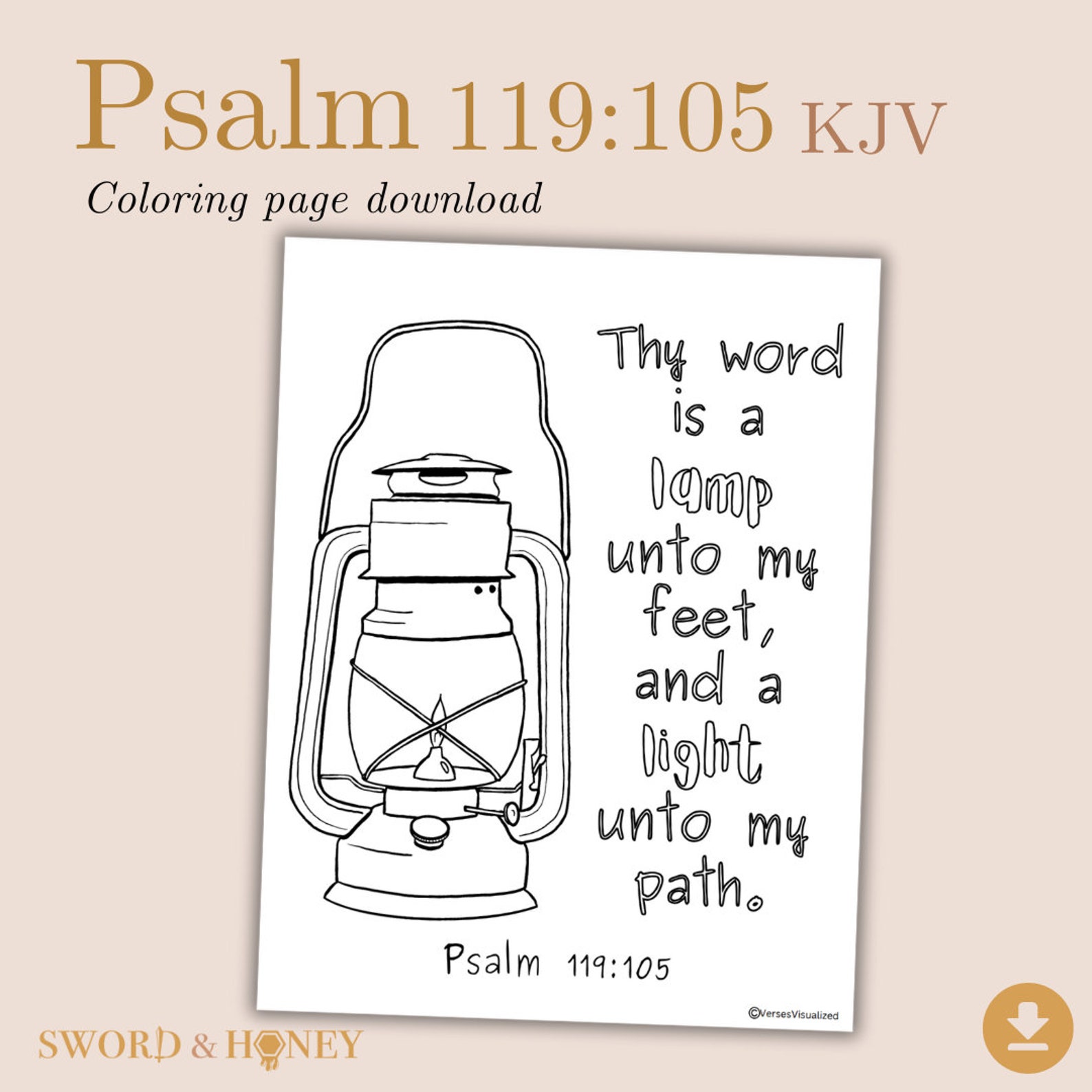 Psalm 119 KJV Coloring Page: Christian Kid's Activity (digital Download ...