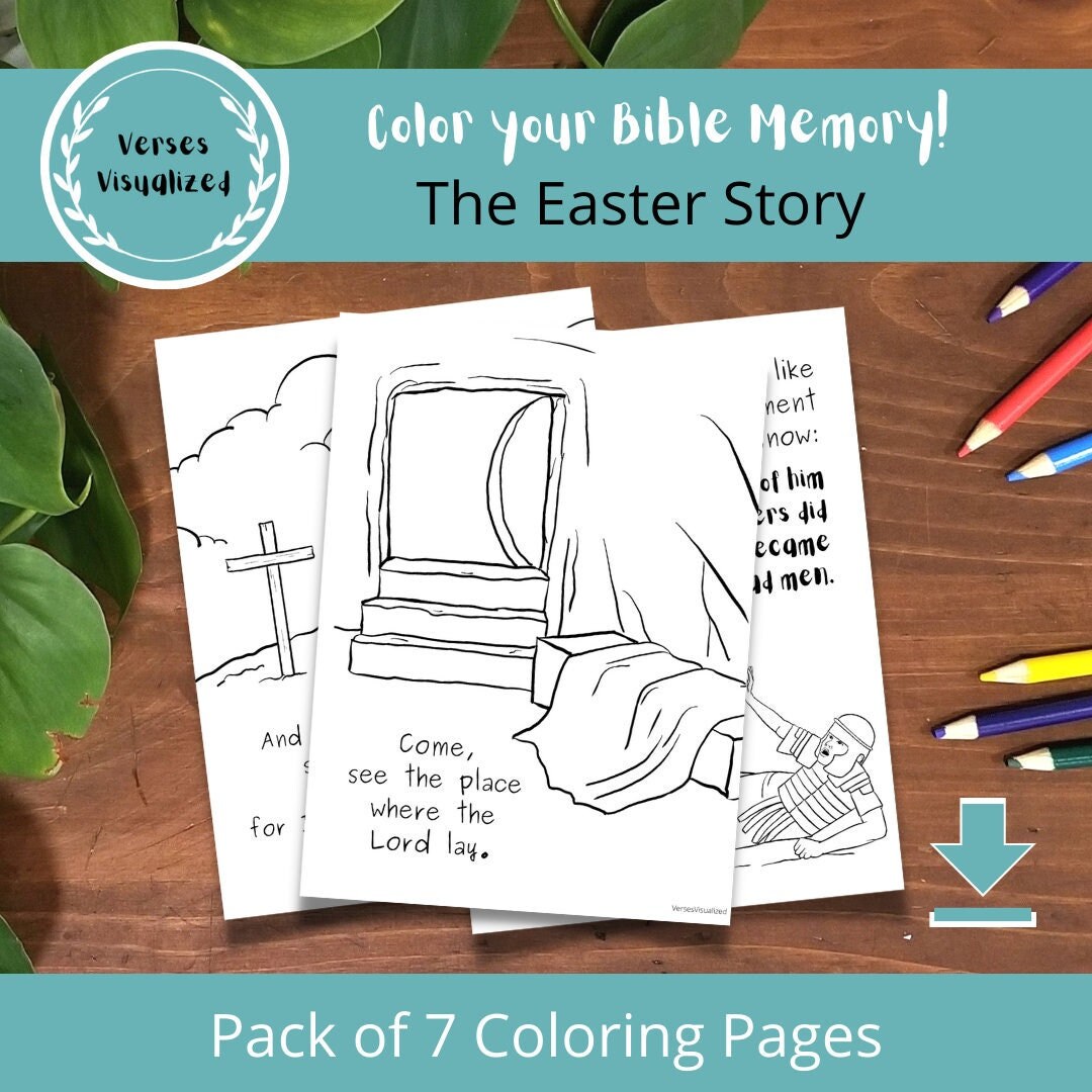 Easter Coloring Pages Empty Tomb Resurrection Bible Verse - Etsy