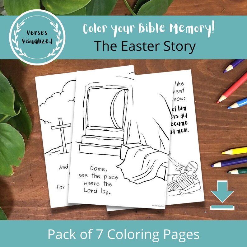 Easter Coloring Pages Empty Tomb Resurrection Bible Verse - Etsy