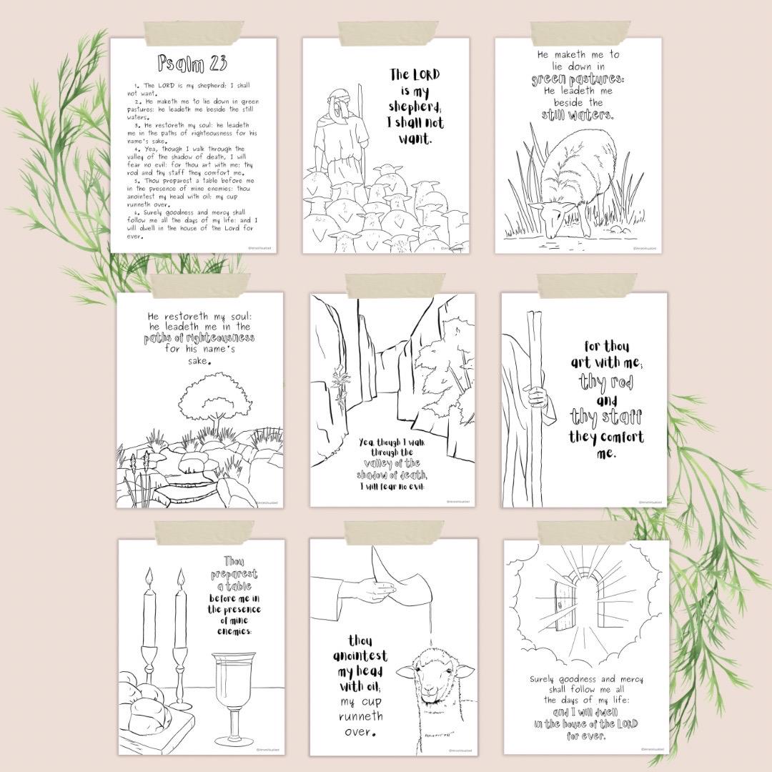 KJV Psalm 23 Flashcard & Coloring Page Set - Scripture Memory - Etsy