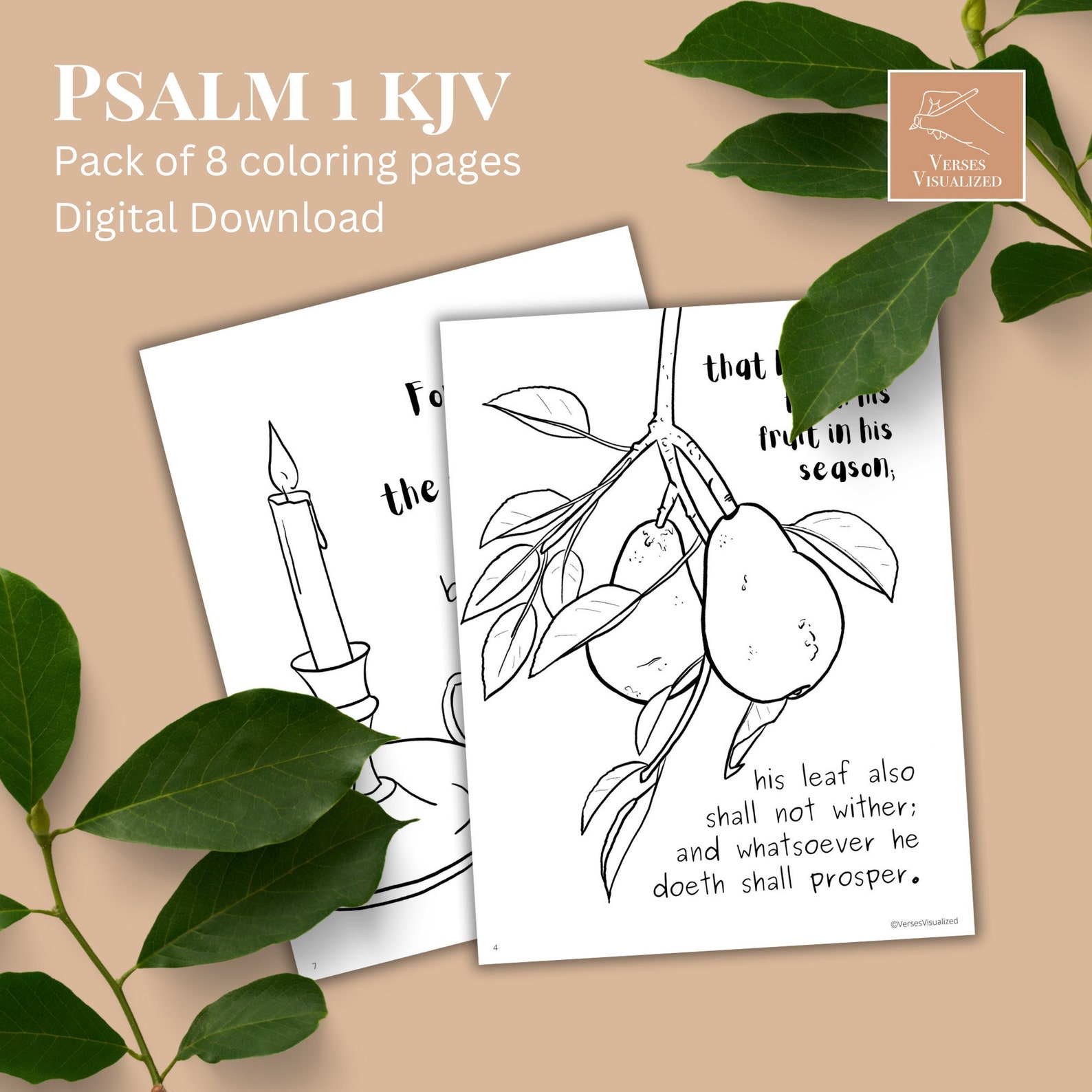 KJV Psalm 1 Coloring Pages, KJV Bible Verse Coloring Sheets, Christian ...