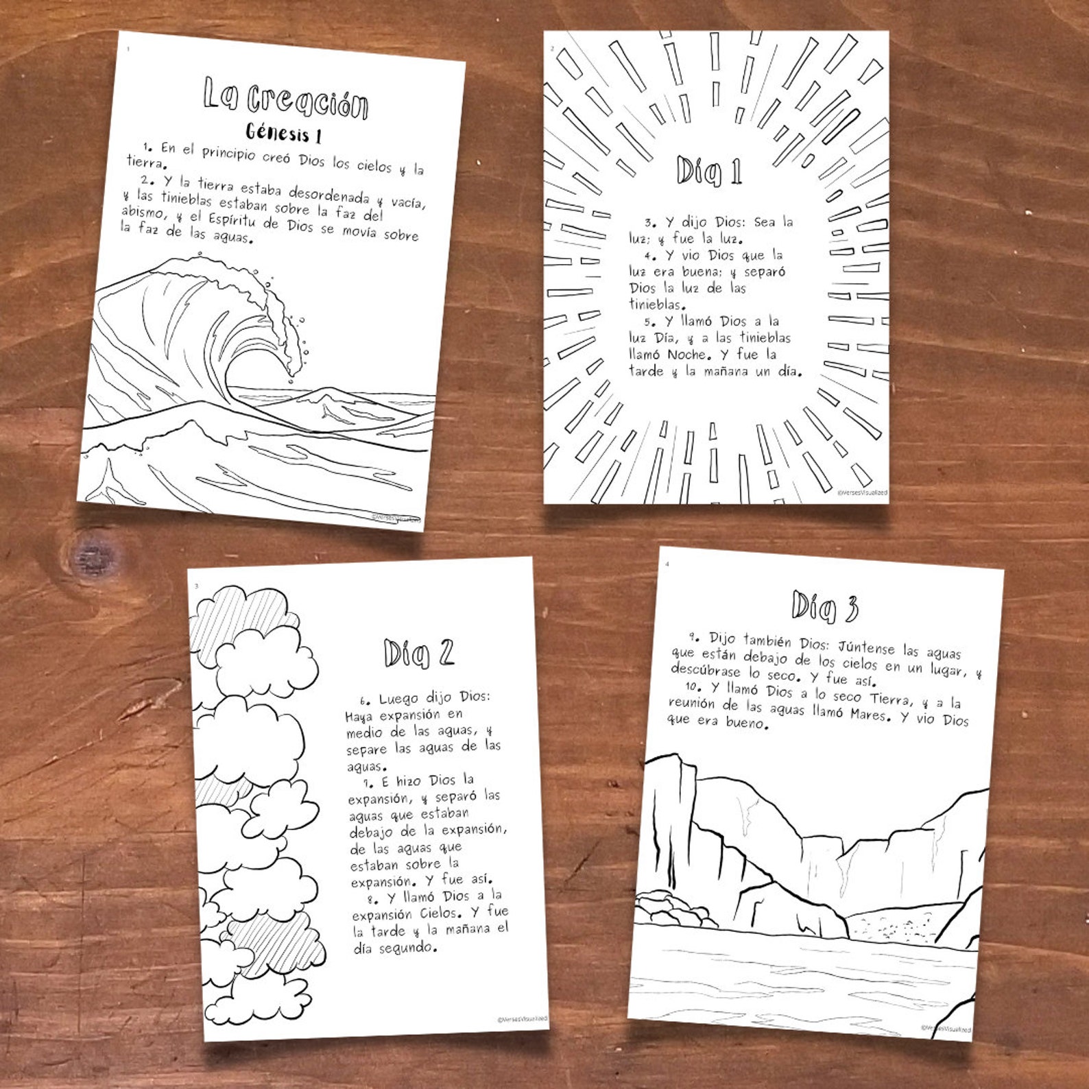 Spanish Bible Verse Coloring Pages: La Creación Genesis (digital ...