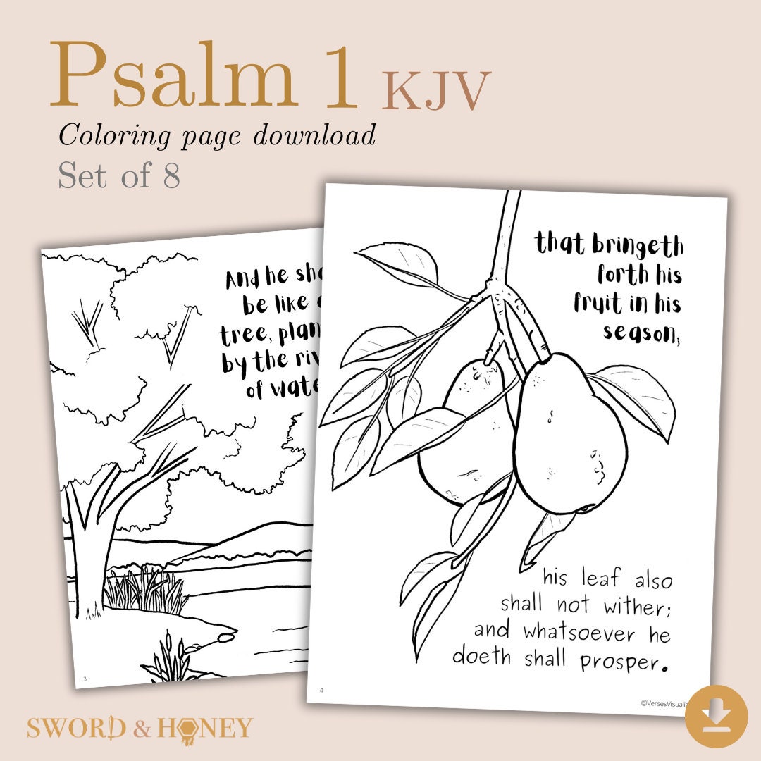 KJV Psalm 1 Coloring Pages: Bible Verse Activity (digital Download) - Etsy