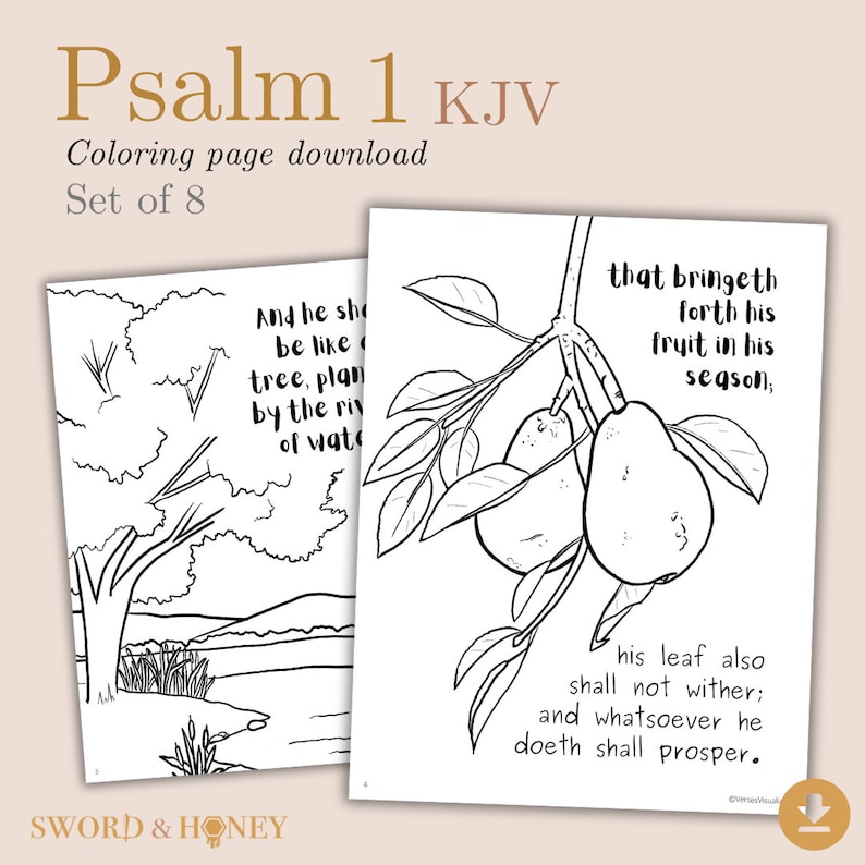 KJV Psalm 1 Coloring Pages: Bible Verse Activity (digital Download) - Etsy