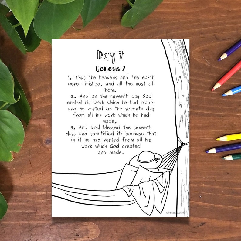 Creation Story Coloring Pages! Pack of 13, KJV, Printable Christian ...
