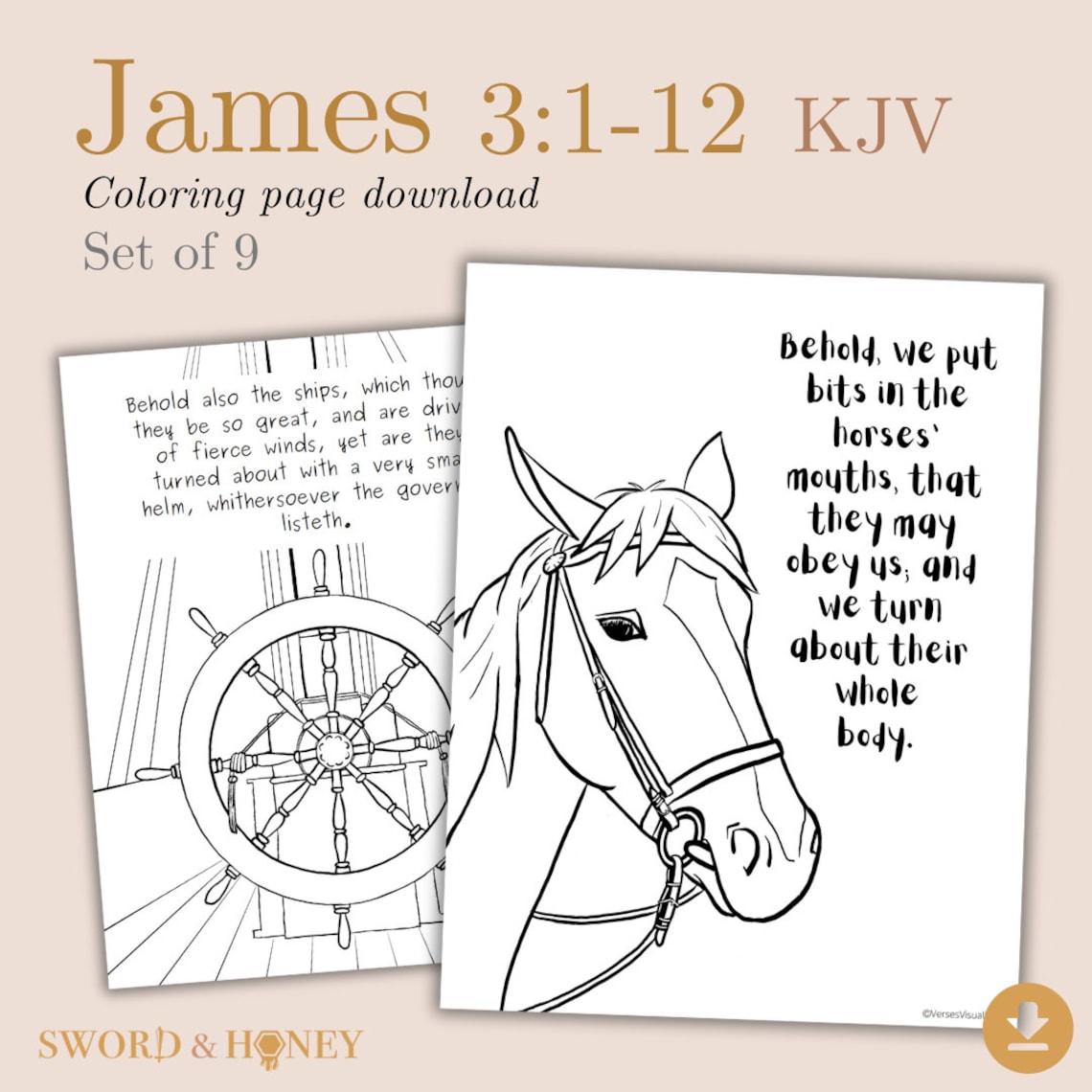Bible Verse Coloring Pages, James 3:1-12 KJV (digital Download) - Etsy