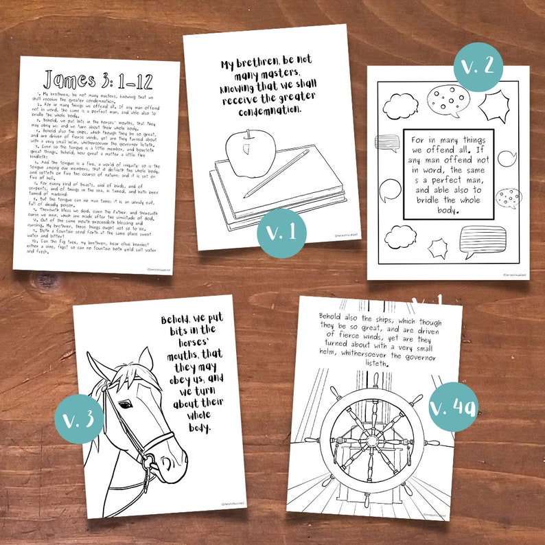 Bible Verse Coloring Pages, James 3:1-12 KJV (digital Download) - Etsy