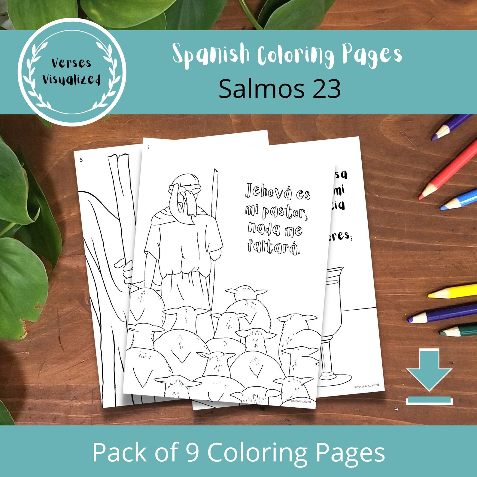 Spanish Bible Verse Coloring Pages! Salmos 23, Psalm 23, RVR1960 ...