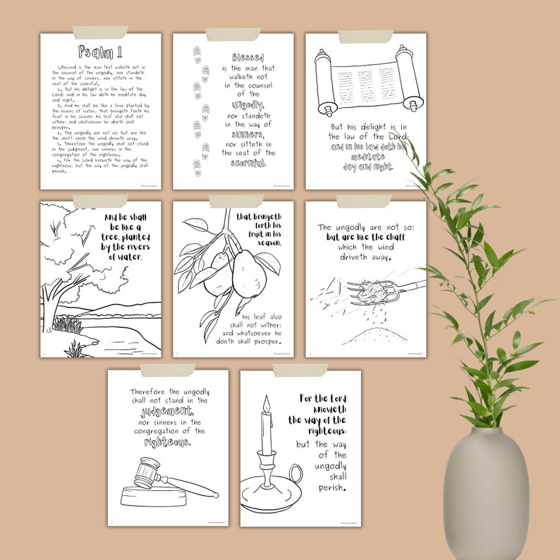 KJV Psalm 1 Coloring Pages, KJV Bible Verse Coloring Sheets, Christian ...