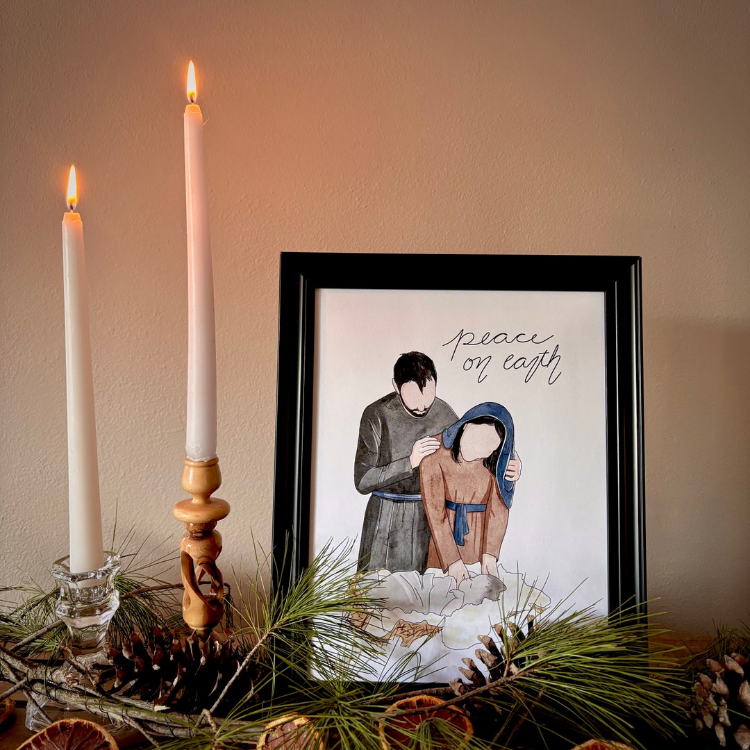 Watercolor Nativity Scene Printable: Faceless Portrait, Christmas Decor ...