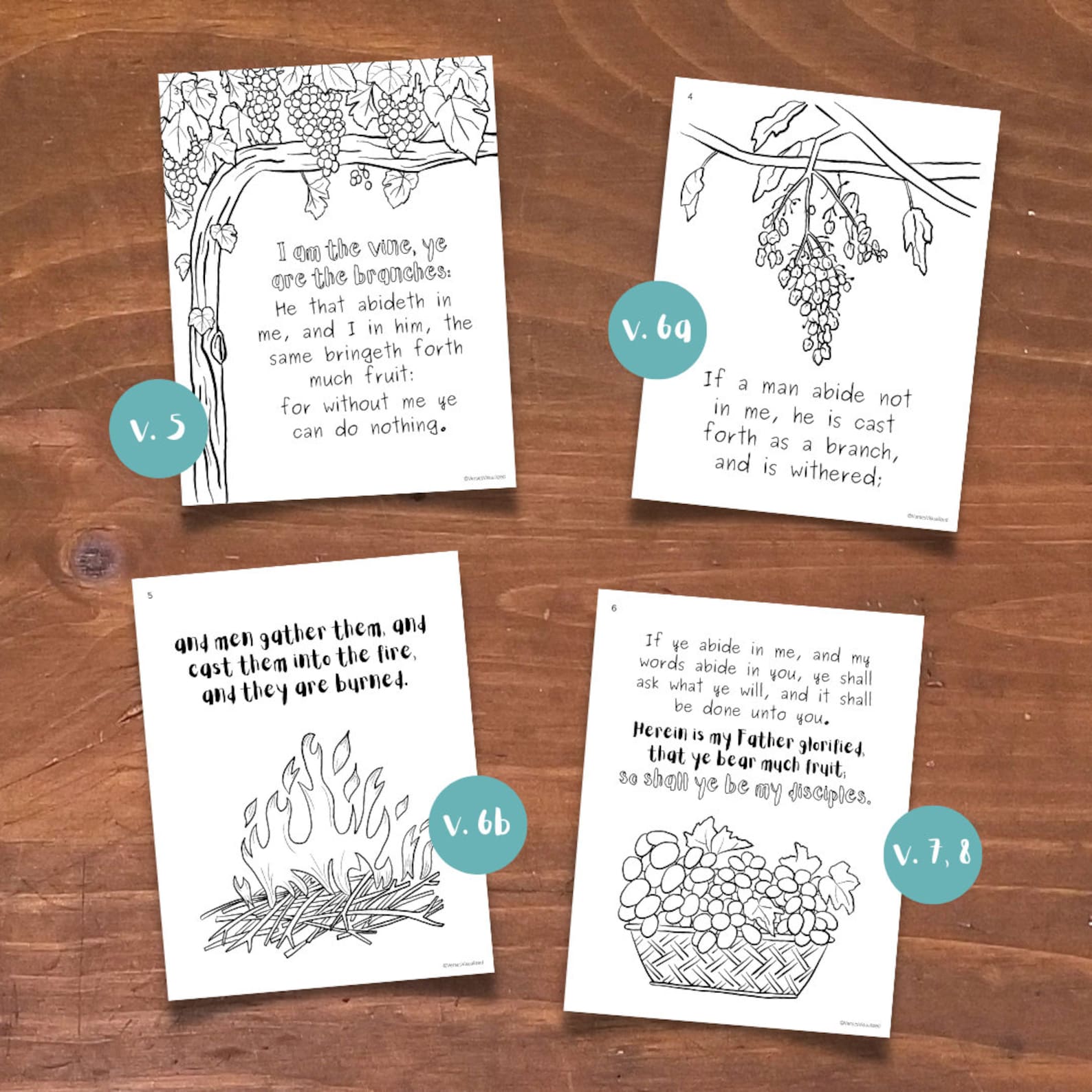 John 15: 1-8 KJV, Vine and Grapes Coloring Page, Printable Christian ...