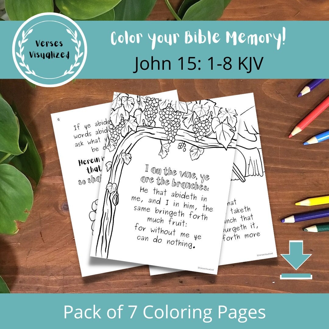 John 15: 1-8 KJV, Vine and Grapes Coloring Page, Printable Christian ...