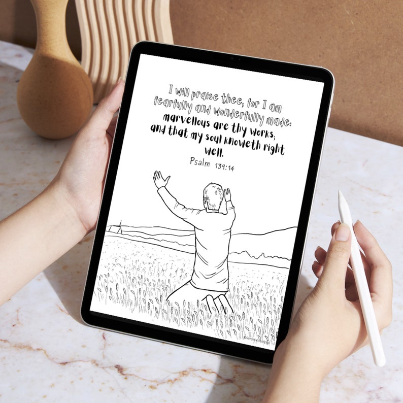 Bible Verse Coloring Page, Psalm 139:14, KJV, Printable Christian Kid's ...