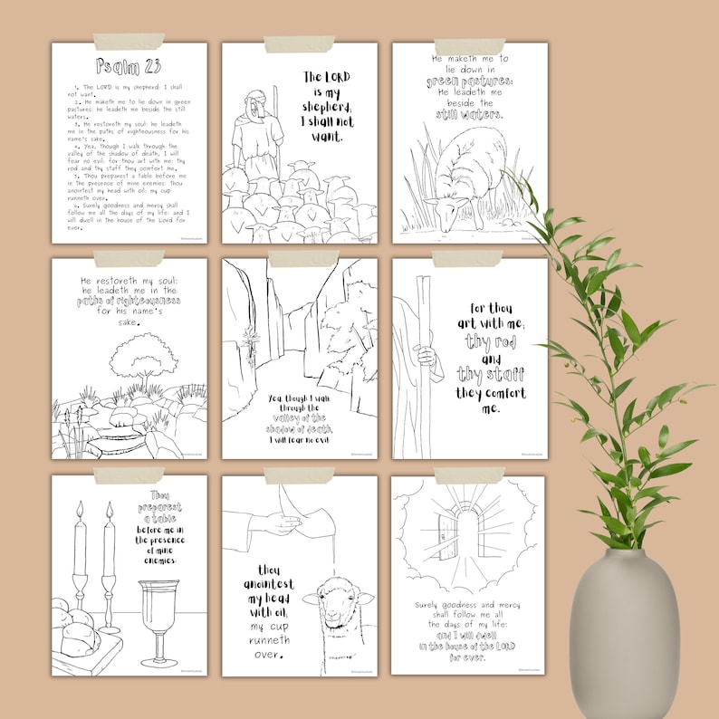 KJV Psalm 23 Coloring Pages: Bible Verse Activity (digital Download) - Etsy