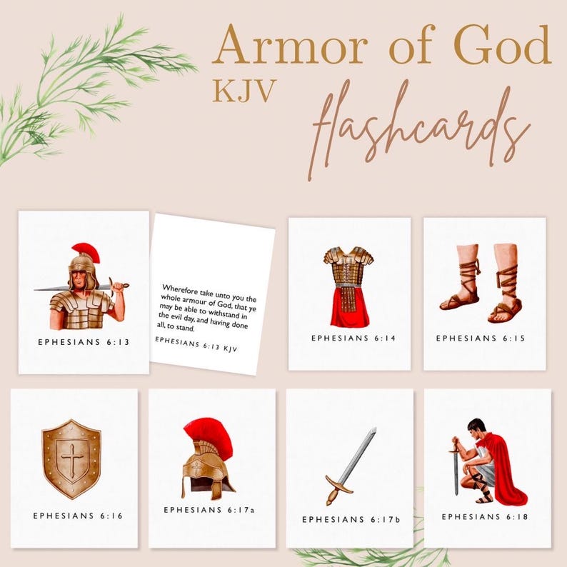 NIV Armor of God Memorization Set, Flashcards and Coloring Pages, Bible ...