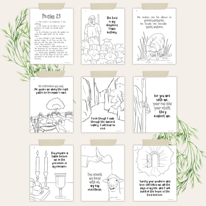 Psalm 23 NIV, Bible Verse Coloring Pages, Shepherd's Psalm, Printable ...