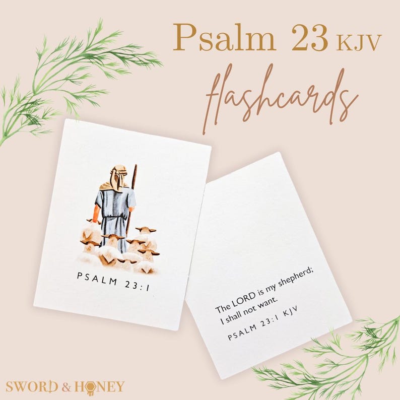 KJV Psalm 23 Flashcard & Coloring Page Set - Scripture Memory - Etsy
