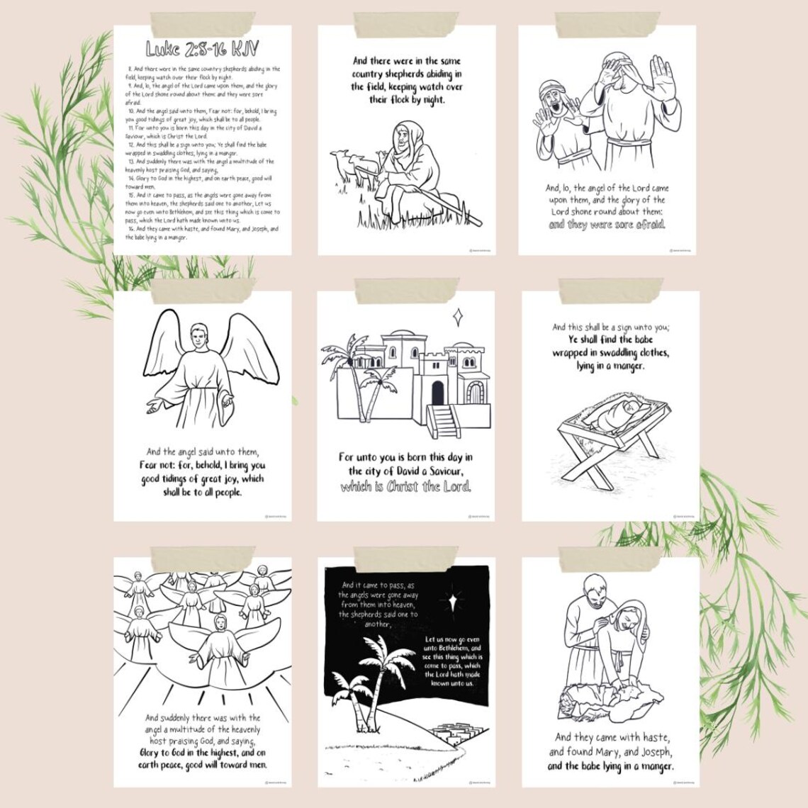 KJV Christmas Story Coloring Pages, Christian Kids Bible Memory ...