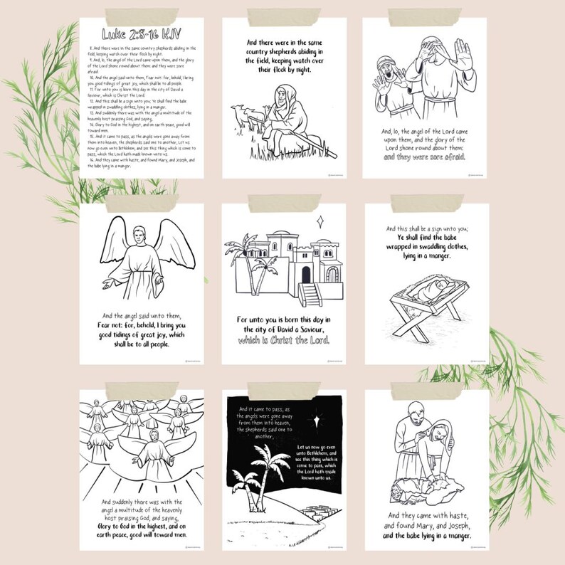 KJV Christmas Story Coloring Pages: Bible Memory Activity (digital ...