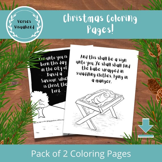 Christmas Coloring Pages Downloadable Bible Verse KJV | Etsy