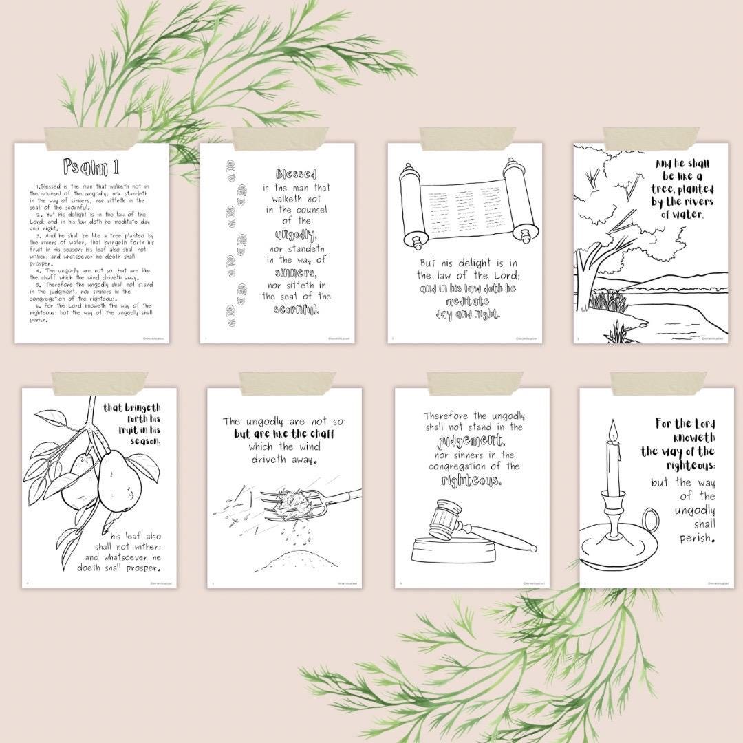 KJV Psalm 1 Flashcards and Coloring Pages: Scripture Memory Set - Etsy