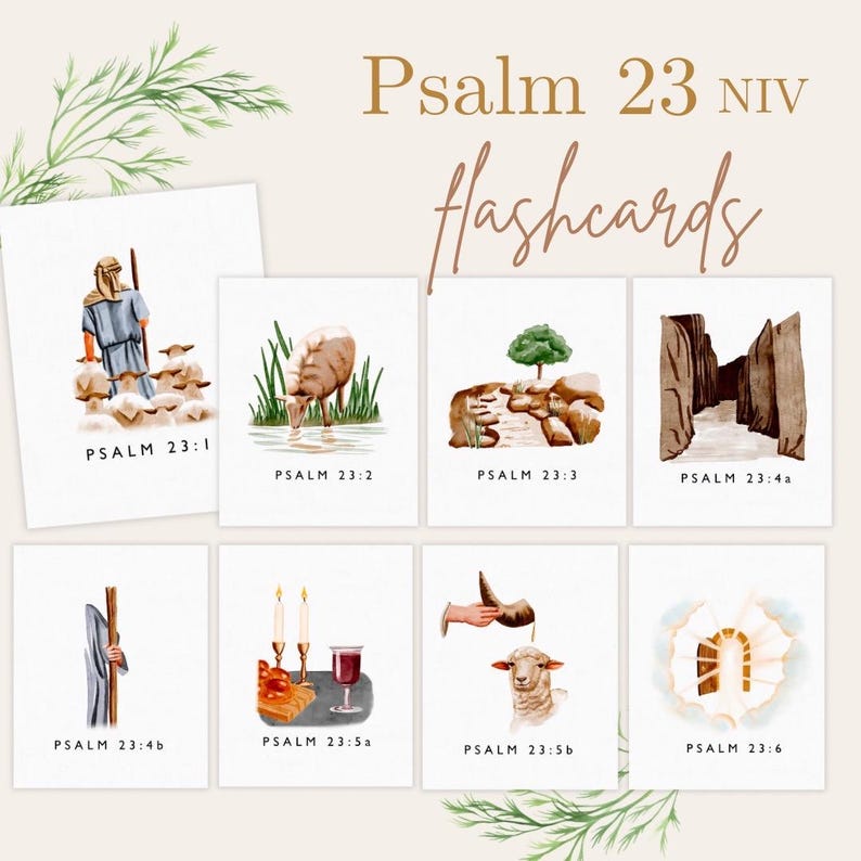 Psalm 23 NIV Flashcards and Coloring Pages: Scripture Memory Set - Etsy