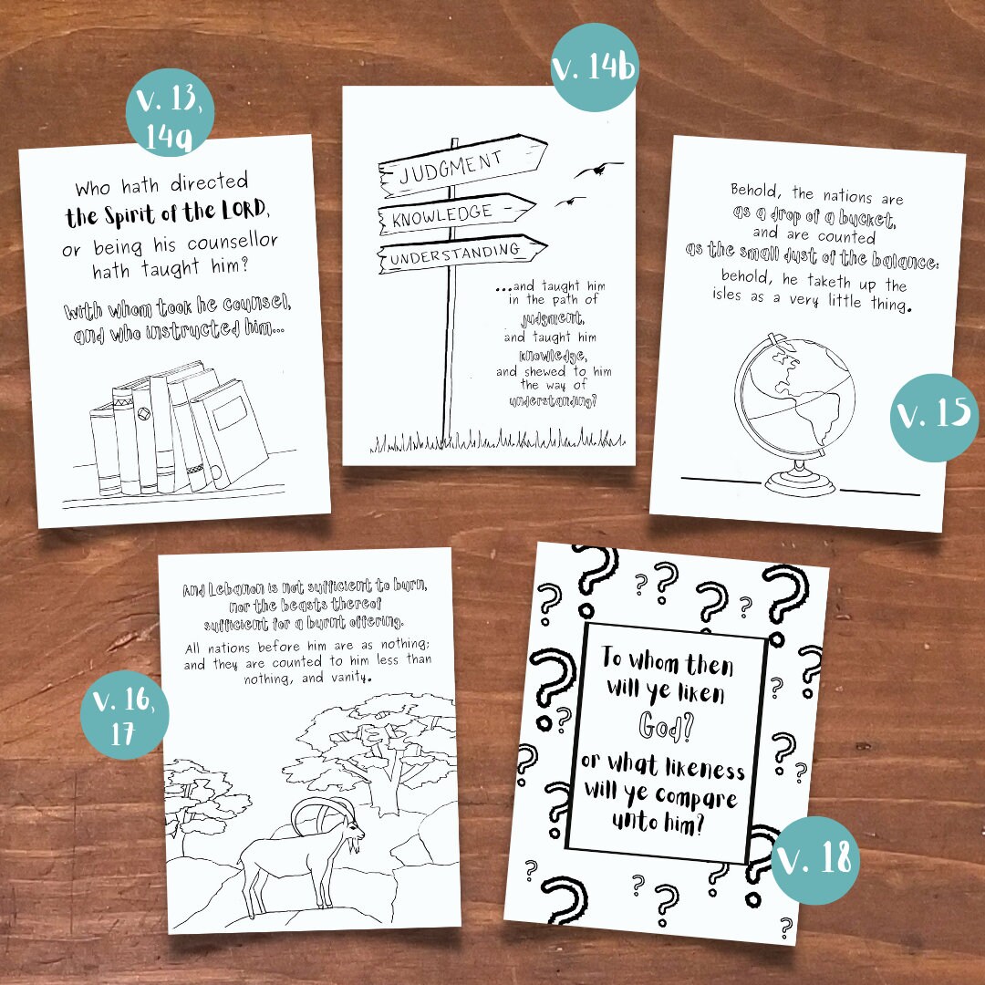 Bible Verse Pack of 10 Coloring Pages Isaiah 40:10-18, KJV, Printable ...