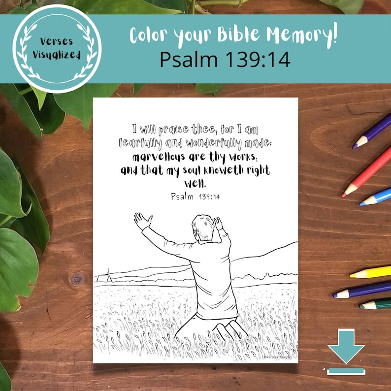 Bible Verse Coloring Page Psalm 139:14 KJV Printable - Etsy
