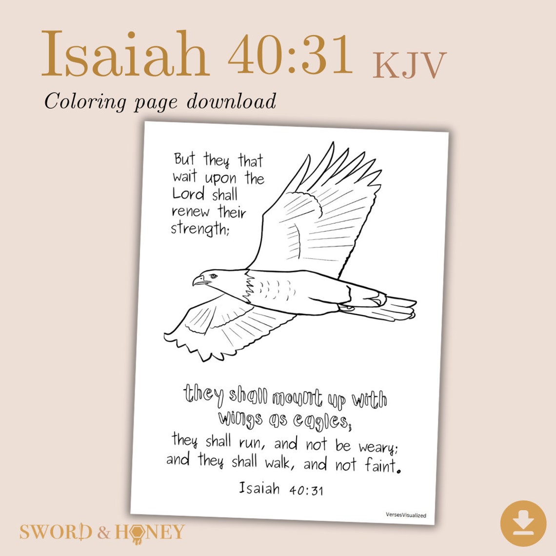 Bible Verse Coloring Page, Wings as Eagles, Isaiah, KJV, Christian Kid ...