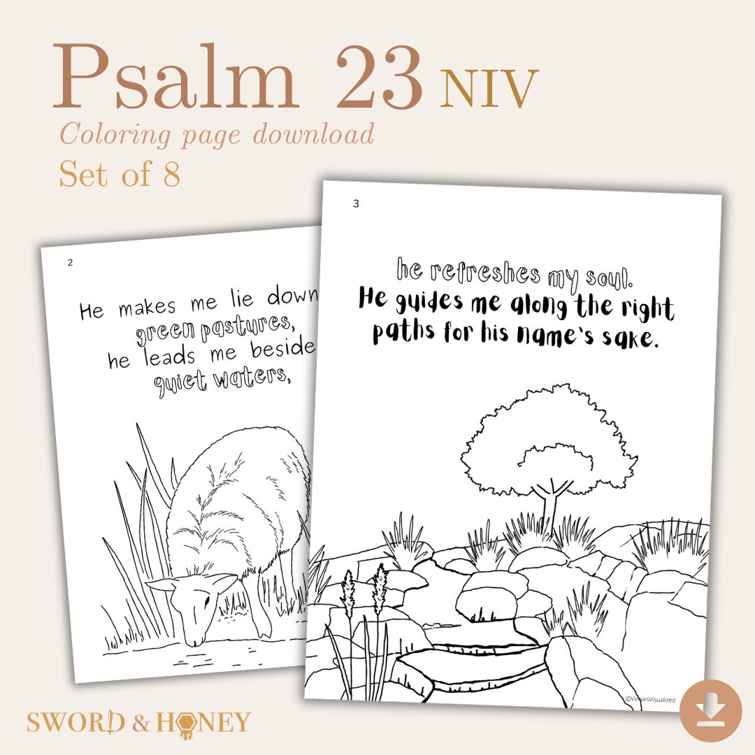 Psalm 23 NIV, Bible Verse Coloring Pages, Shepherd's Psalm, Printable ...
