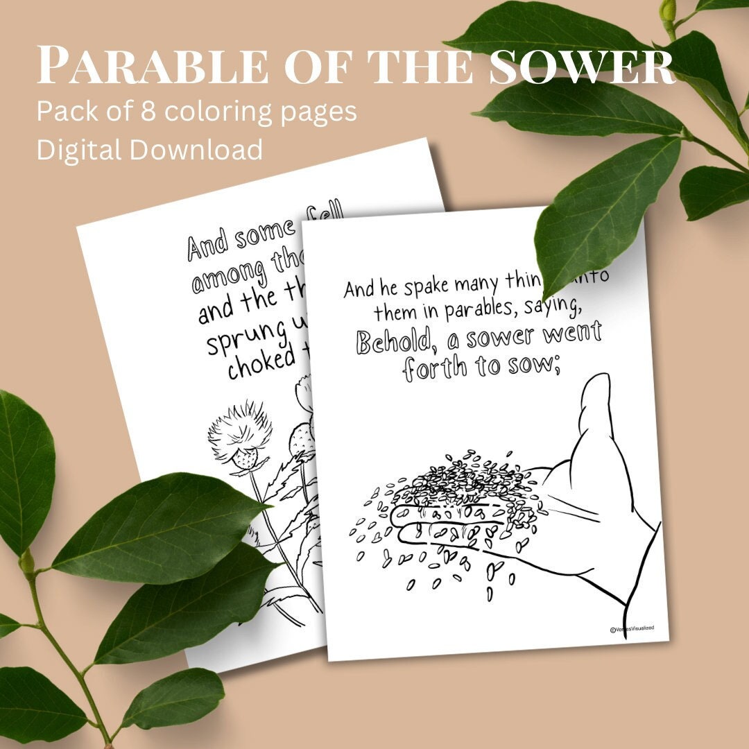 KJV Parable of the Sower Coloring Pages, Christian Kids Bible Memory ...
