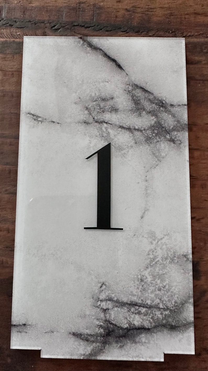 Faux Marble Acrylic Table Number Signage Stone Look Wedding Decor ...
