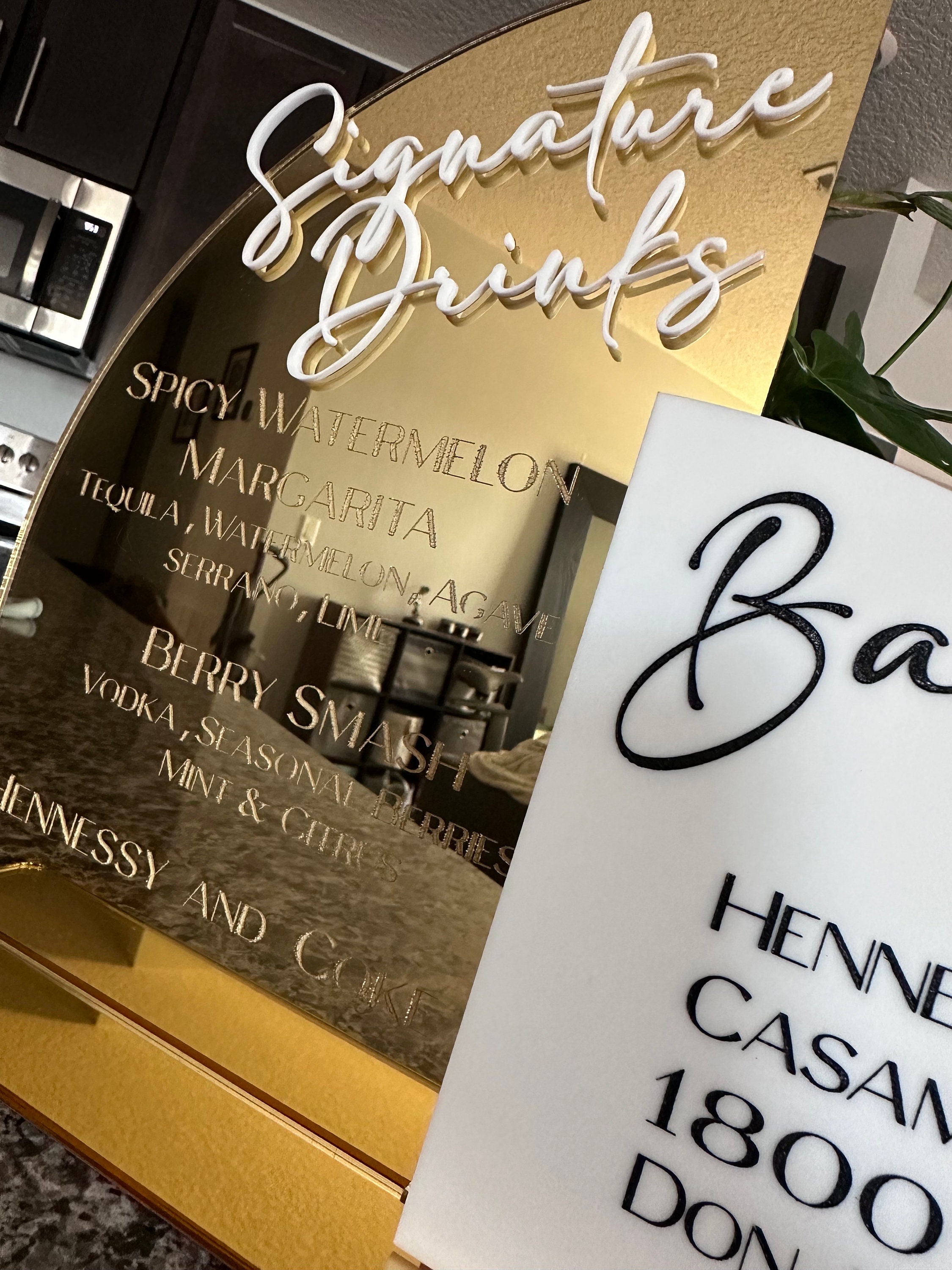 Double Half Arch Bar Sign Mirror Acrylic Laser Engraved - Etsy