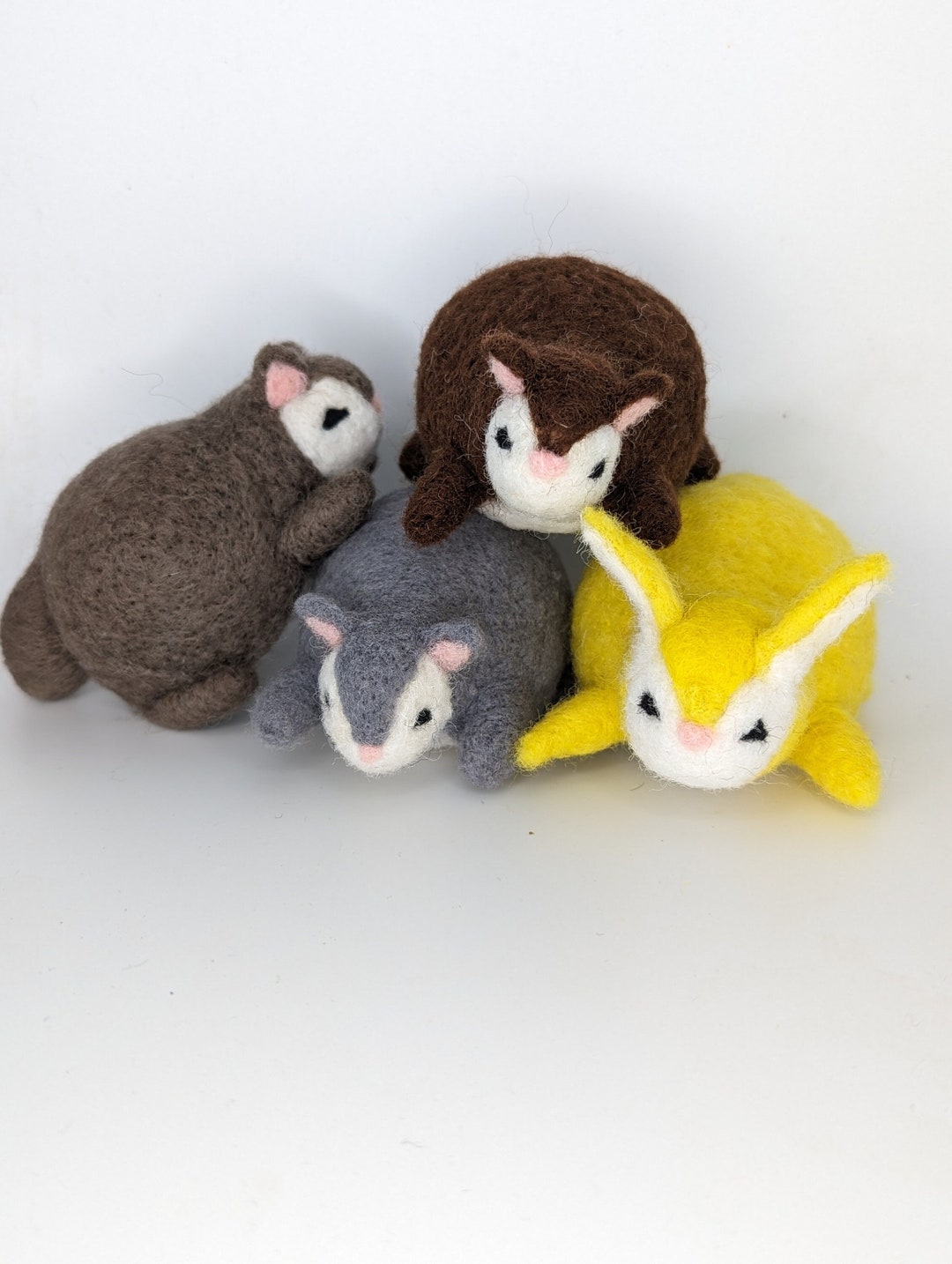 Needle Felted Baby Chinchompa - Handmade From 100% Wool - Grey Red ...