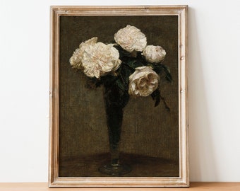 White Rose Painting | Etsy