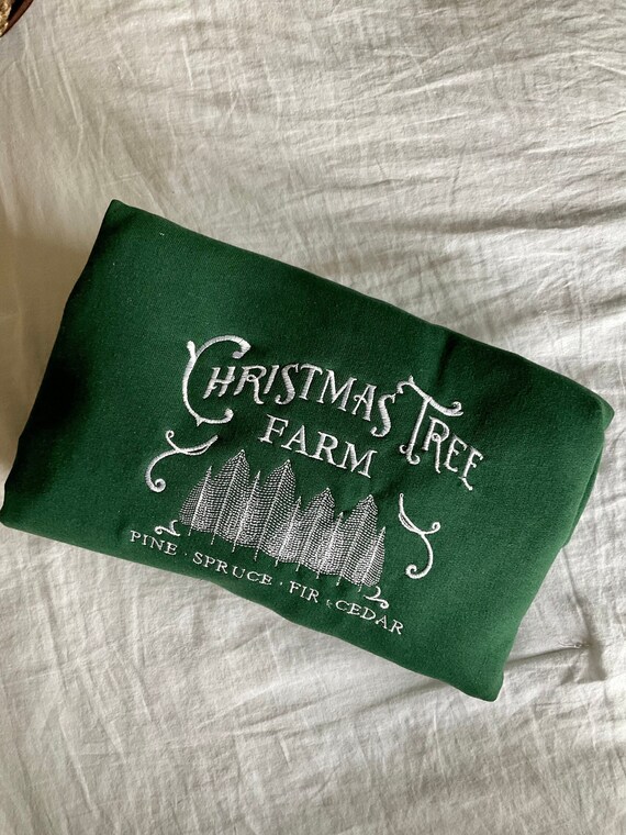 Vintage Christmas Tree Farm Comfort Colors Green Embroidered - Etsy