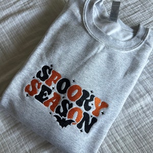 Spooky Season Embroidered Sweatshirt, Halloween Embroidered Crewneck ...