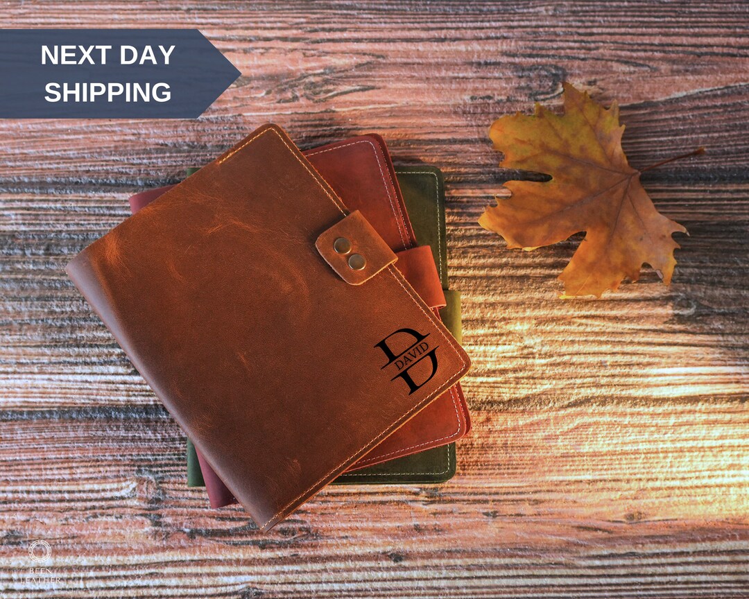 Engraved Leather Portfolio, Personalized Notebook Cover, Custom A5 ...