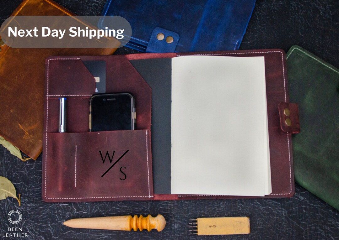 Engraved Leather Portfolio, Personalized Notebook Cover, Custom A5 ...